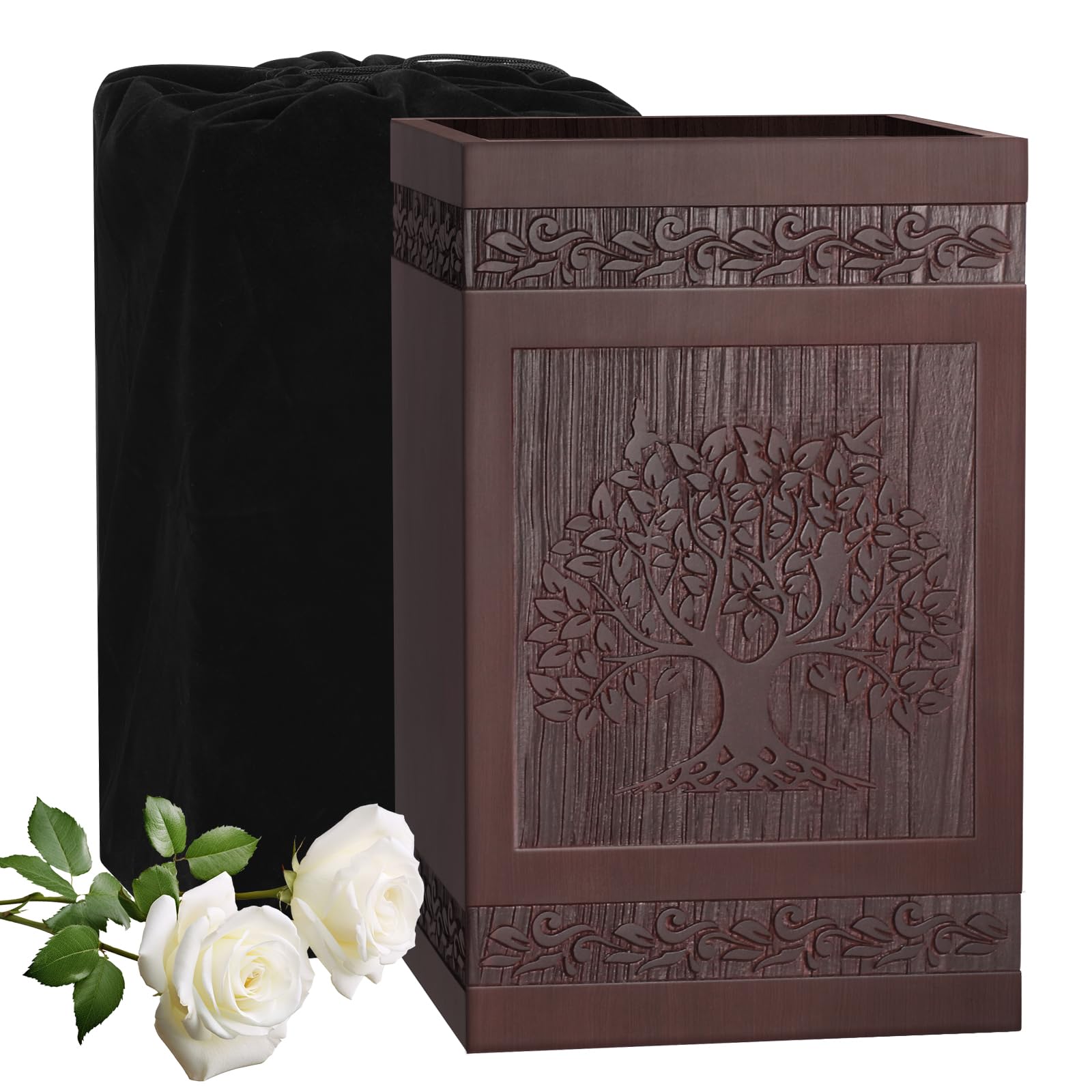 CelePeace Hand-Carved Wooden Urn for Adult Ashes - Tree of Life ...