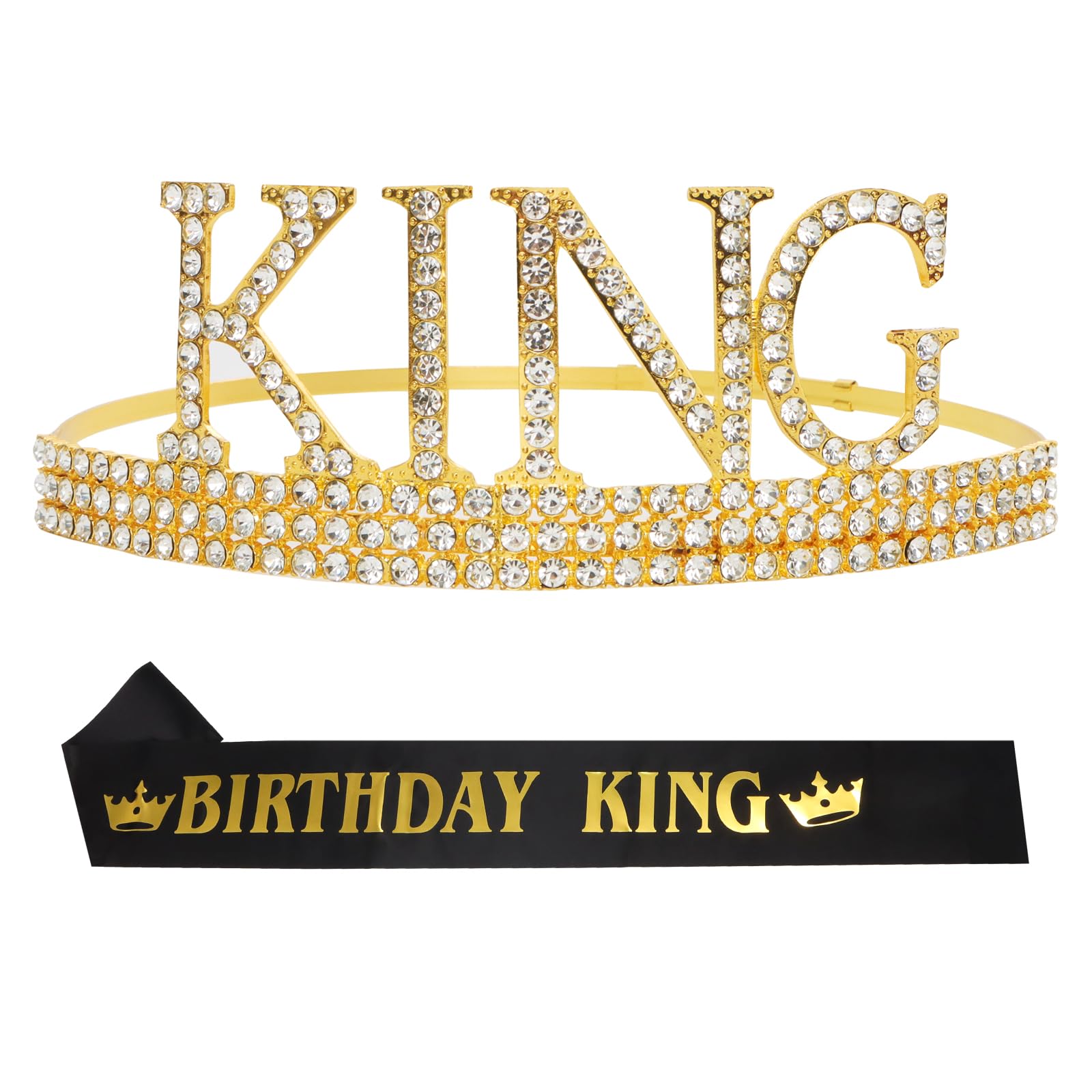 Heliltd Gold King Crown and Sash - Men's Birthday King Crowns for sale ...