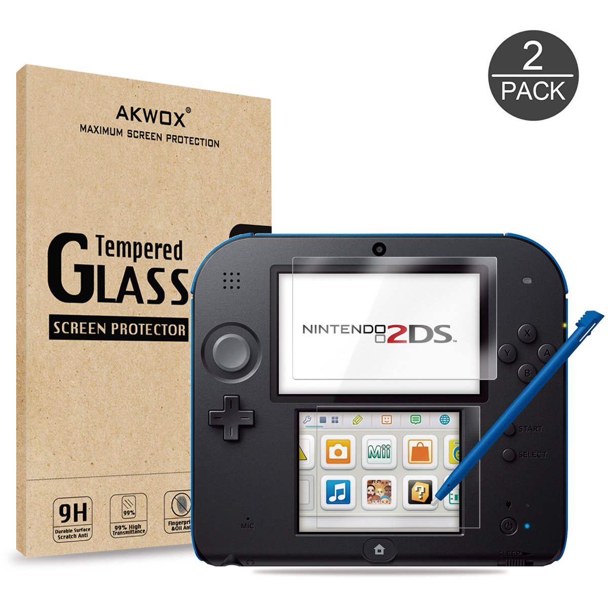 2-PACK Tempered Glass Top and Bottom LCD Screen Protector for Nintendo ...