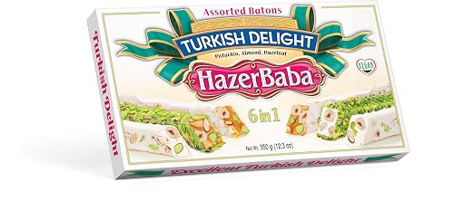 Hazer Baba Turkish Delight Candy with Mixed Nuts, 6 in 1, Gourmet Snack ...