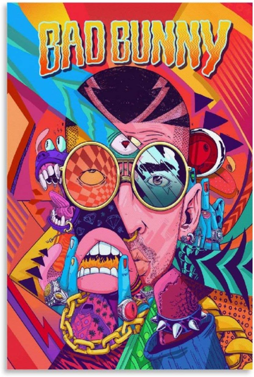 UWER Póster decorativo de Bad Bunny Art para pared, para sala de estar ...
