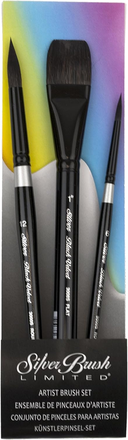 Silver Brush black Velvet 3Pc Basic Watercolor Brush Set by Silver ...