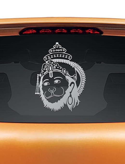 Buy WallDesign Decal Stickers Hanuman Face Silver Colour Reflective ...