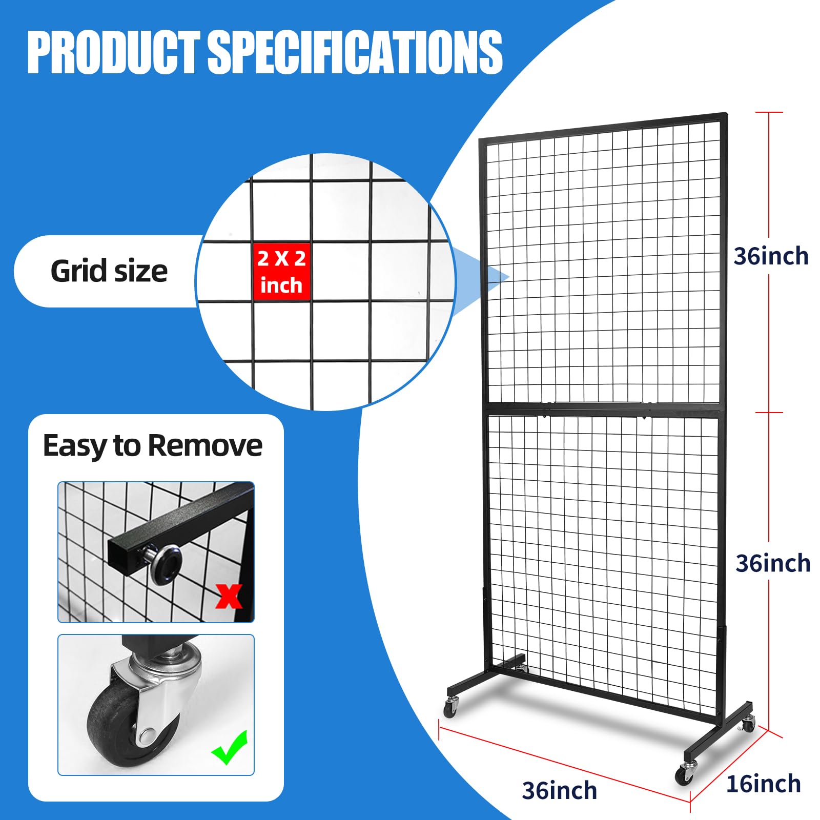 Mua 3'x 6' Two-Double Gridwall Panel Display Stand with T-Base, Black ...