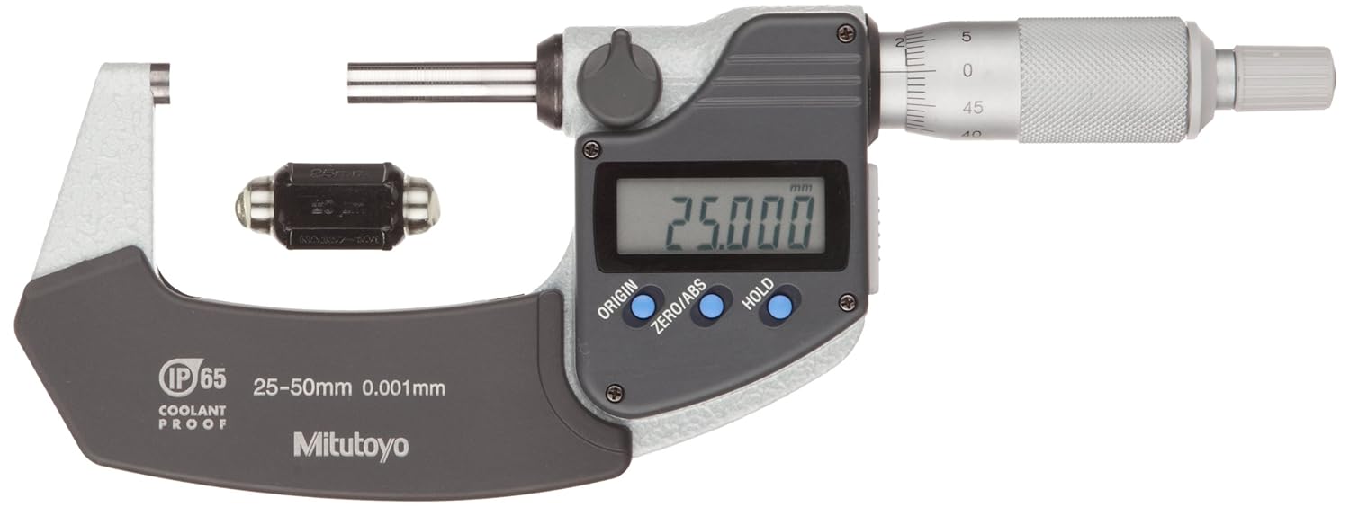 Mitutoyo 293-231-30 LCD Coolant Proof Micrometer, Ratchet Stop, SPC Output, 0.001mm Resolution ...