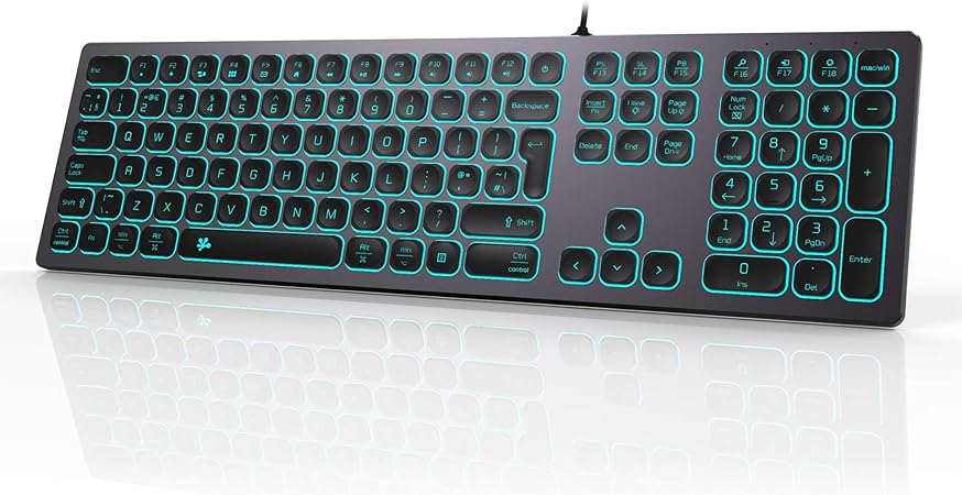 B.FRIENDIT Aluminum Slim Backlit Keyboard Wired - UK: Amazon.co.uk ...