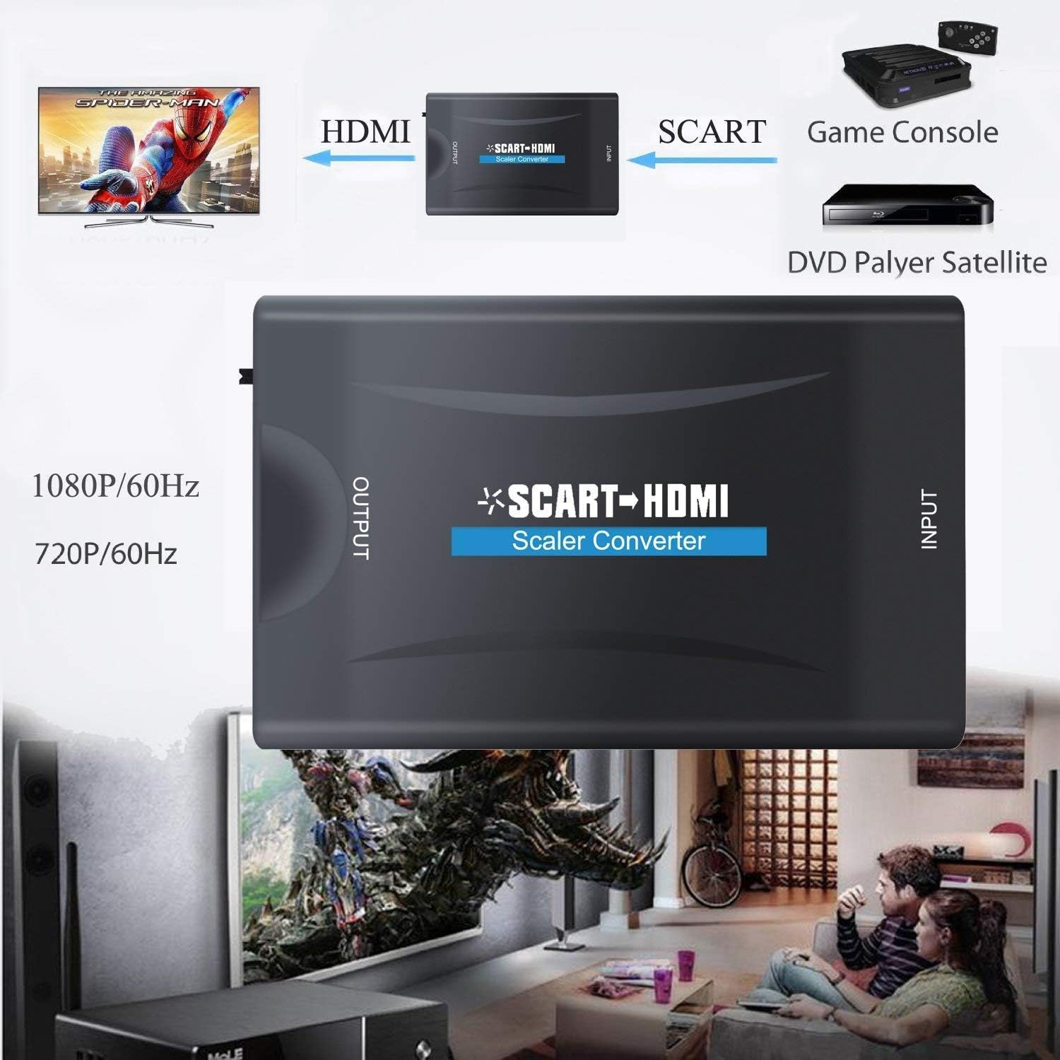 Scart to HDMI Converter ,eSynic 1080p Scart to HDMI Converter Upscaler ...