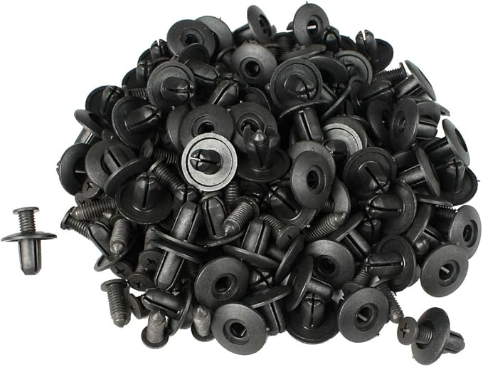 Lot de 100 Fender Fermeture Rivet en plastique pour voiture Noir 8 mm ...