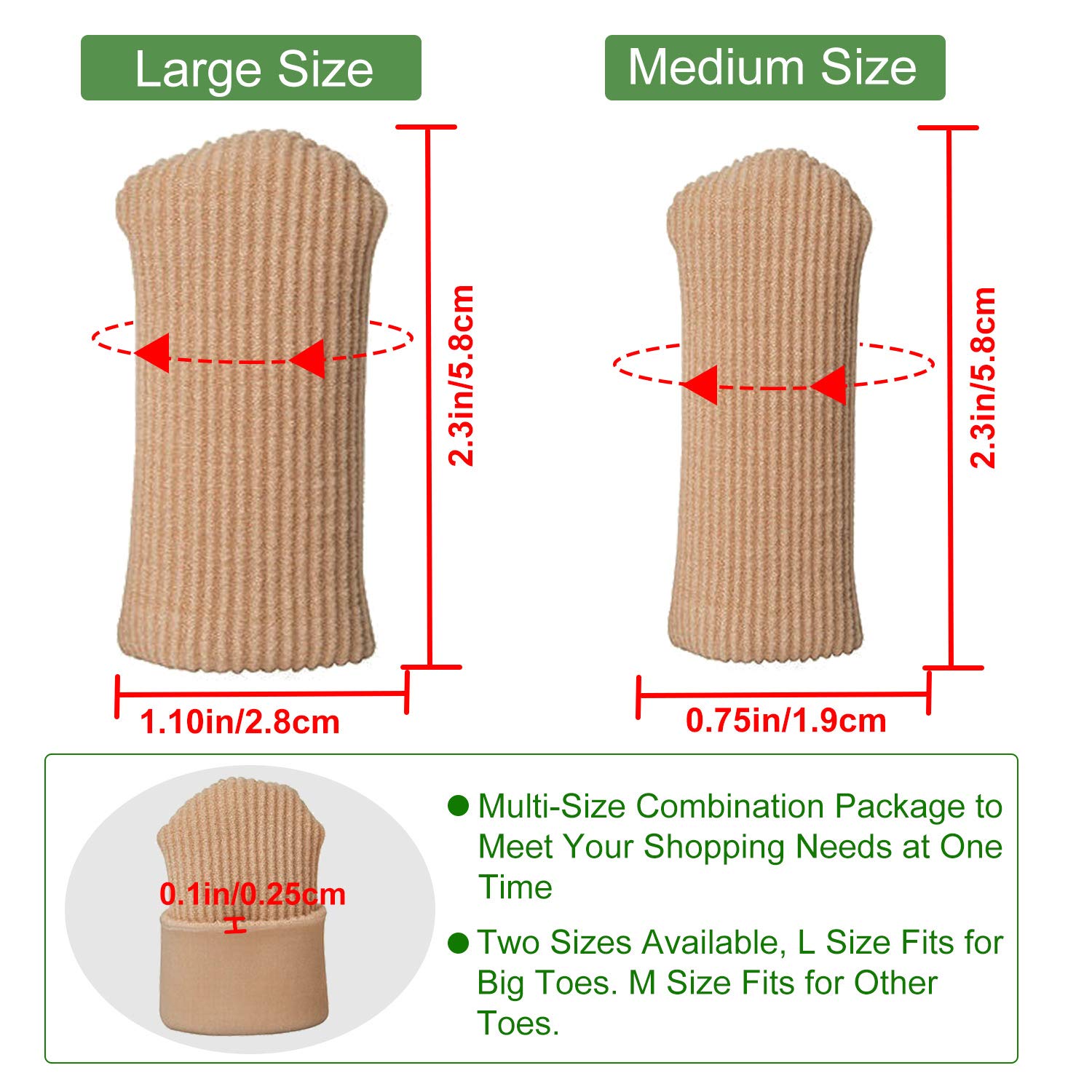 Welnove 10Pack Toe Caps Closed Toe Surface Fabric Sleeve Protectors ...