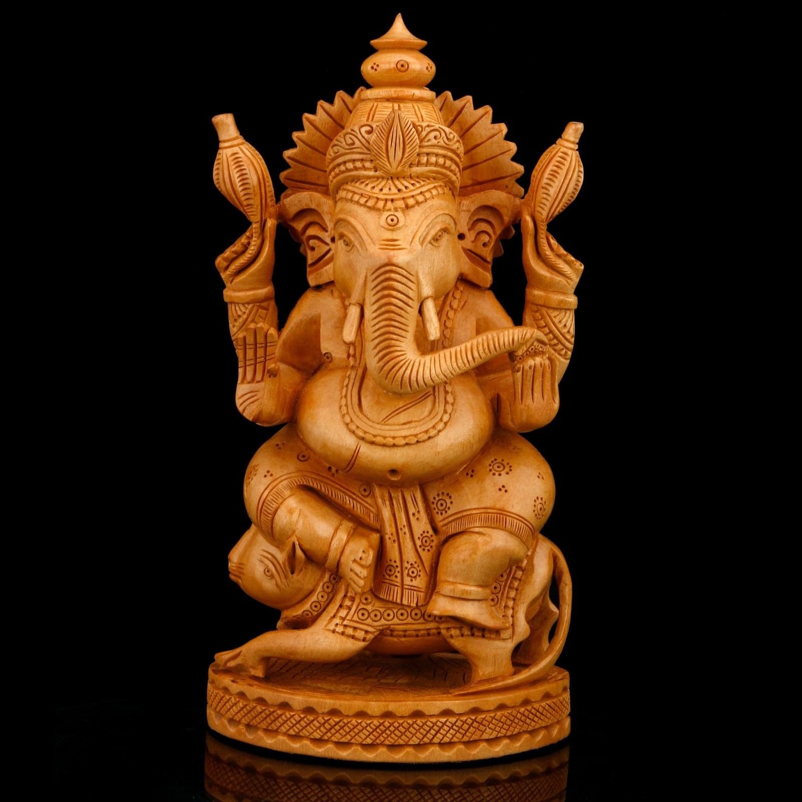 Buy CraftVatika Lord Ganesh Idol Wooden Sculpture Handmade Hindu God ...