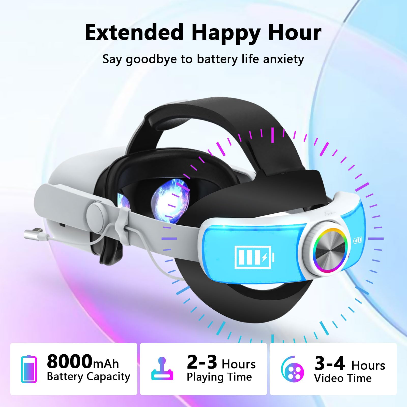 Mua RGB Super Comfort 8000mAh Battery Head Strap Compatible with Meta ...