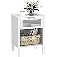 Amazon.com: YAUKOMEL Small White Nightstand, End Table with Drawer, Bed ...