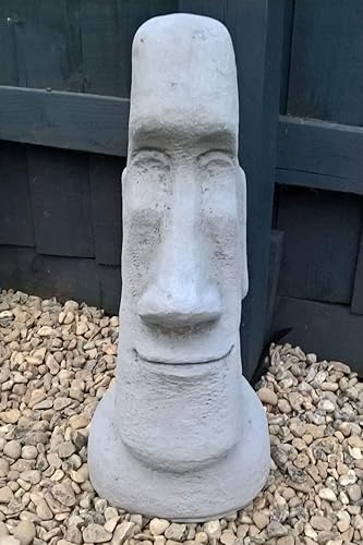 Large 48cm Stone Moai Easter Island Head Tiki Statue Ornament Garden ...