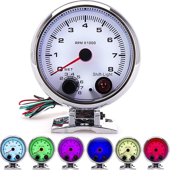 Tachometer 95MM Tachometer Racing Car Gauge Tacho Universal 0-8000 RPM ...