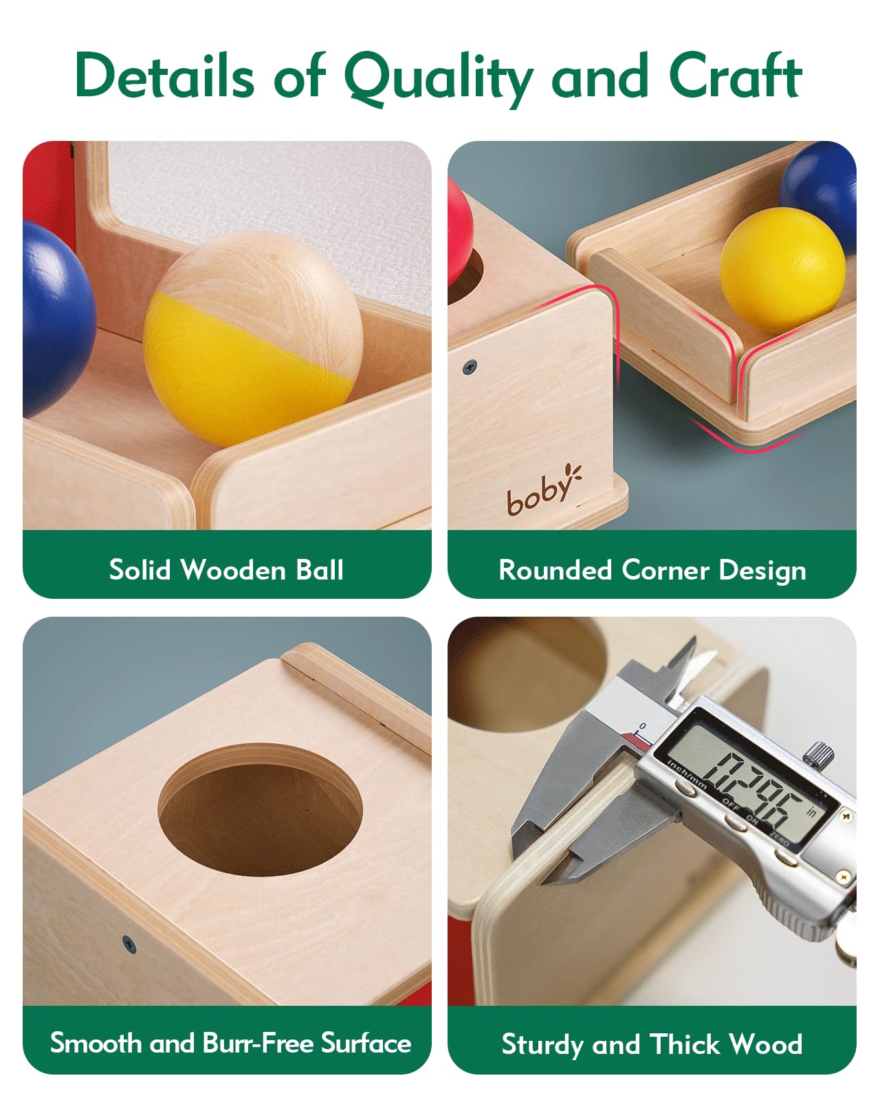 Boby Montessori Object Permanence Box with Tray Three Balls Wooden ...