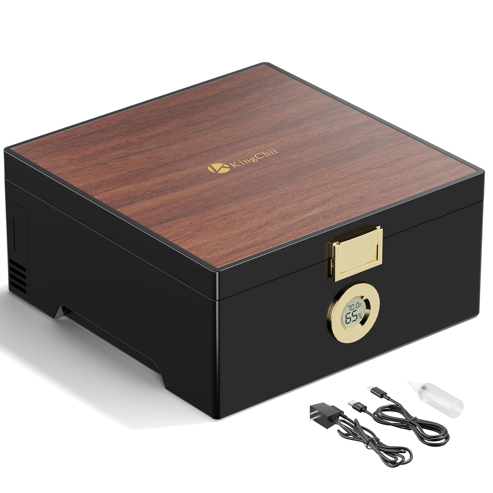 KingChii Cigar Humidor with Hygrometer and Divider Spanish Cedar Wood ...