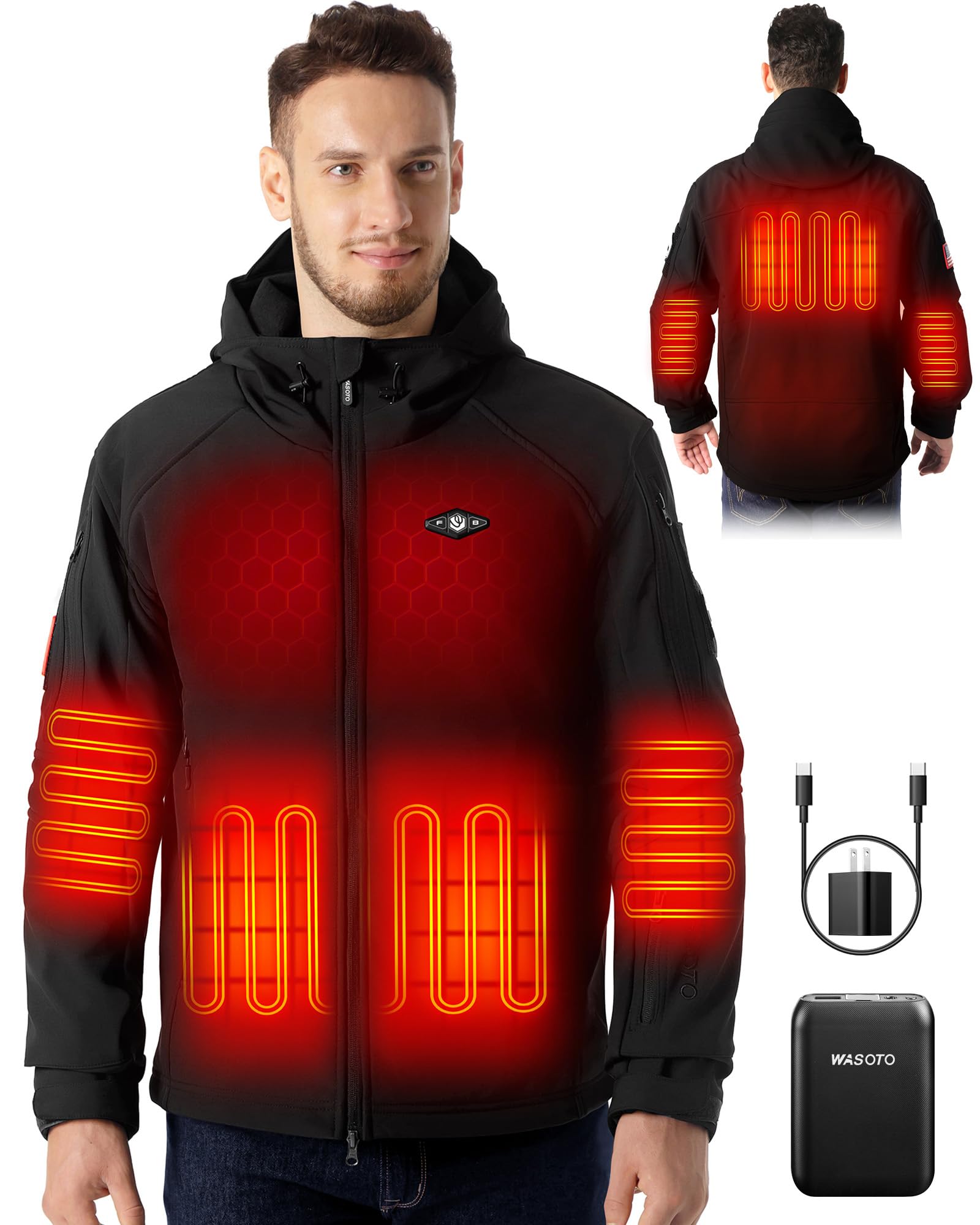 WASOTO Heated Jackets for Men With 16000mAh Battery Pack Included ...