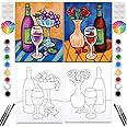 Amazon.com: VALLSIP 2 Pack Paint and Sip Canvas Painting Kit Pre Drawn Canvas for Painting for ...