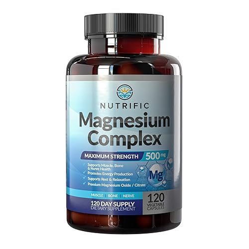 NUTRIFIC Magnesium 500mg - Chelated Magnesium Citrate & Oxide Complex ...