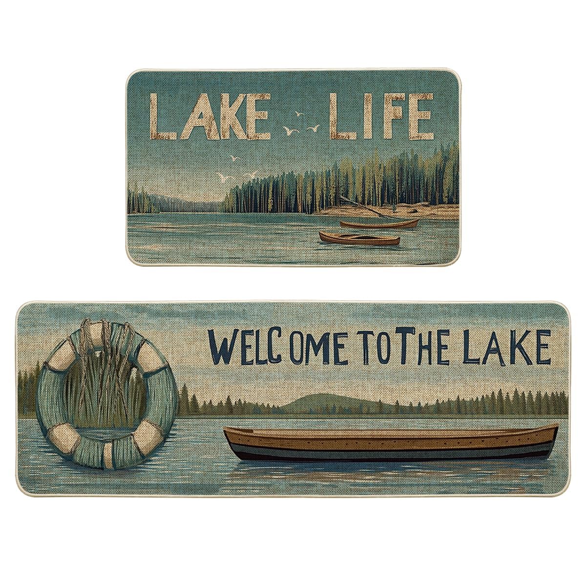 Artoid Mode Oarseagull Lake Life Oar Boat Summer Kitchen Mats Set of 2 ...