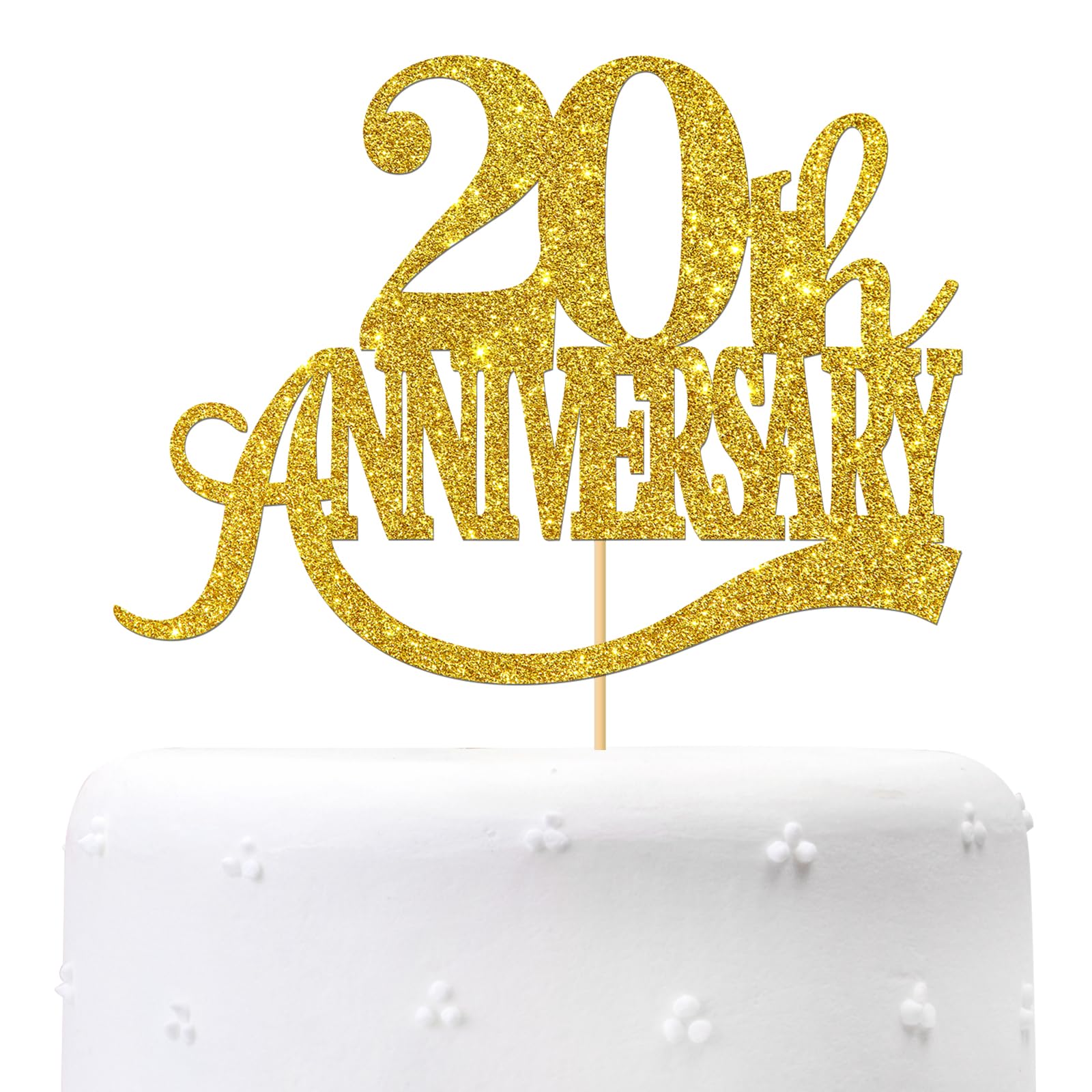 Mua Gold Glitter 20th Anniversary Cake Topper - for Happy 20th Wedding ...