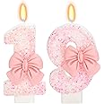 Amazon.com: ElekFX 19th Birthday Candles for Cake, Pink Bow Number Cake ...