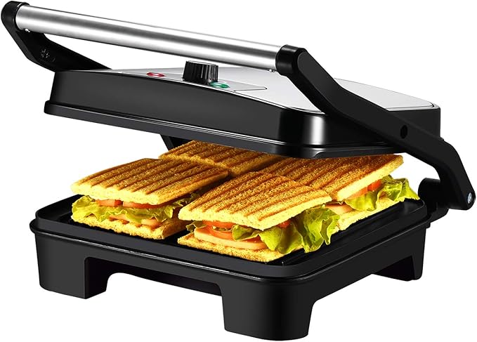 IKICH Temperature Control Panini Press, 4 Slice Sandwich Maker ...