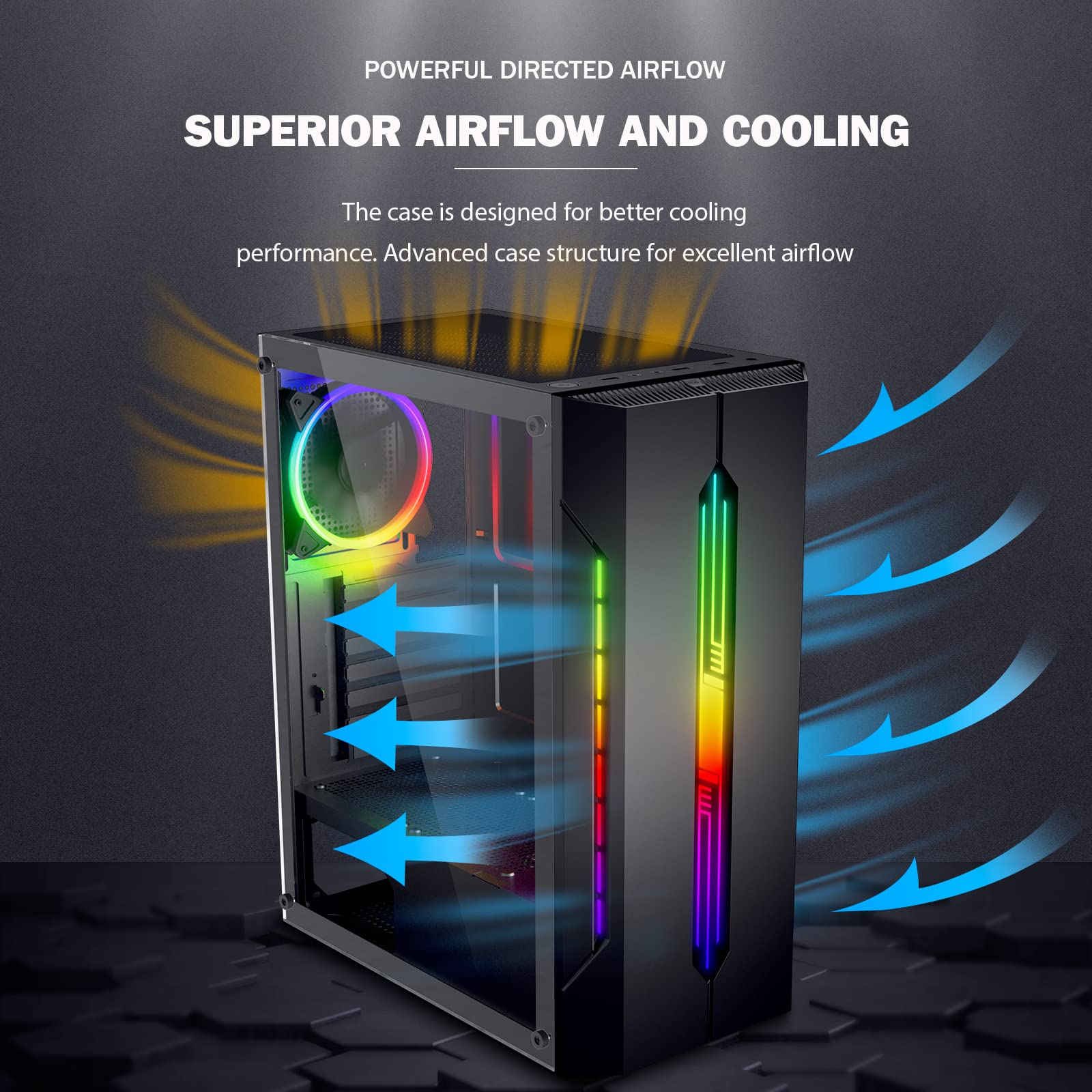 Mua ESGAMING RGB ATX Mid-Tower PC Case with USB 3.0 and ARGB LED Light ...