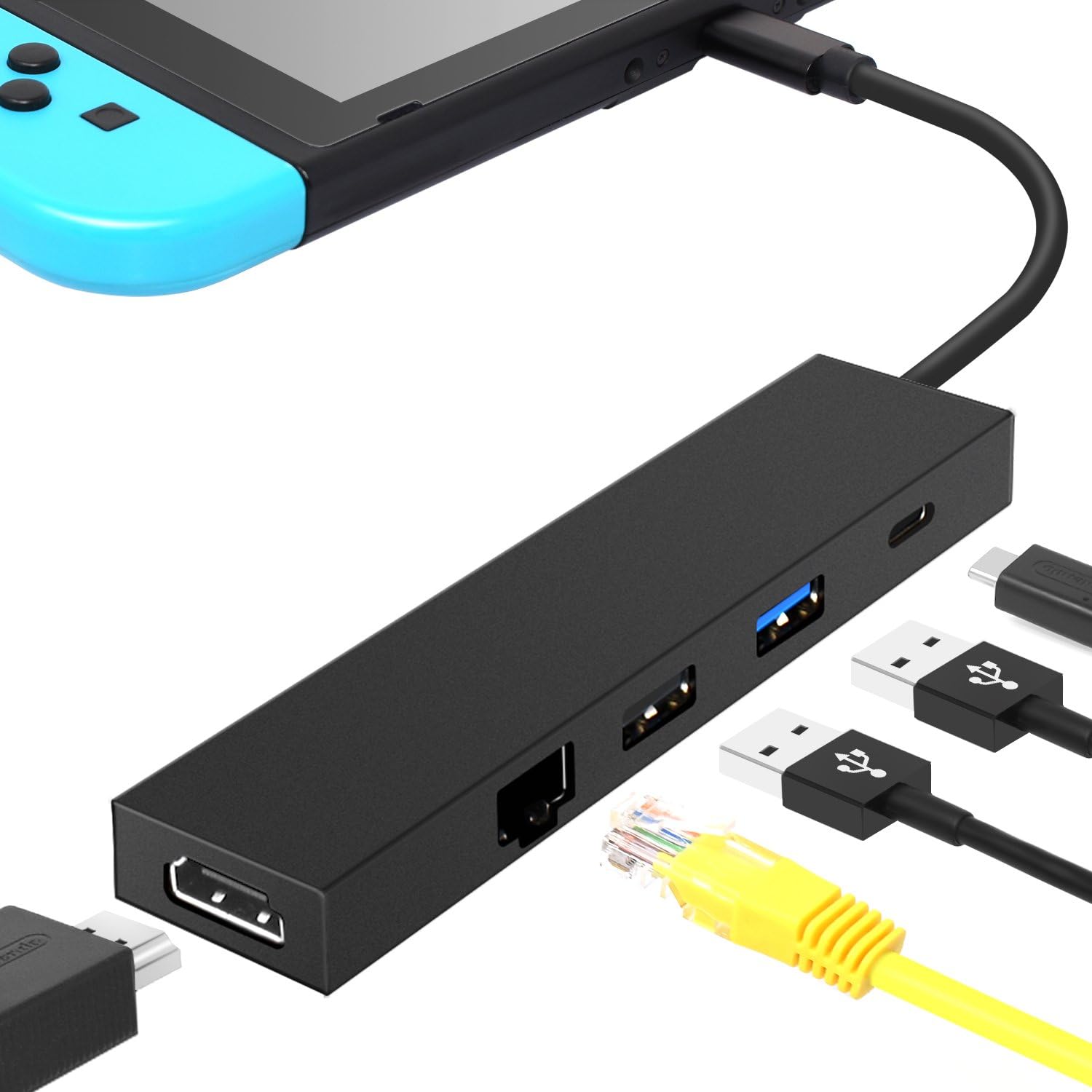Amazon.com: Nintendo Switch Dock, HDMI Type C Hub Adapter, 5-in-1 Hub ...