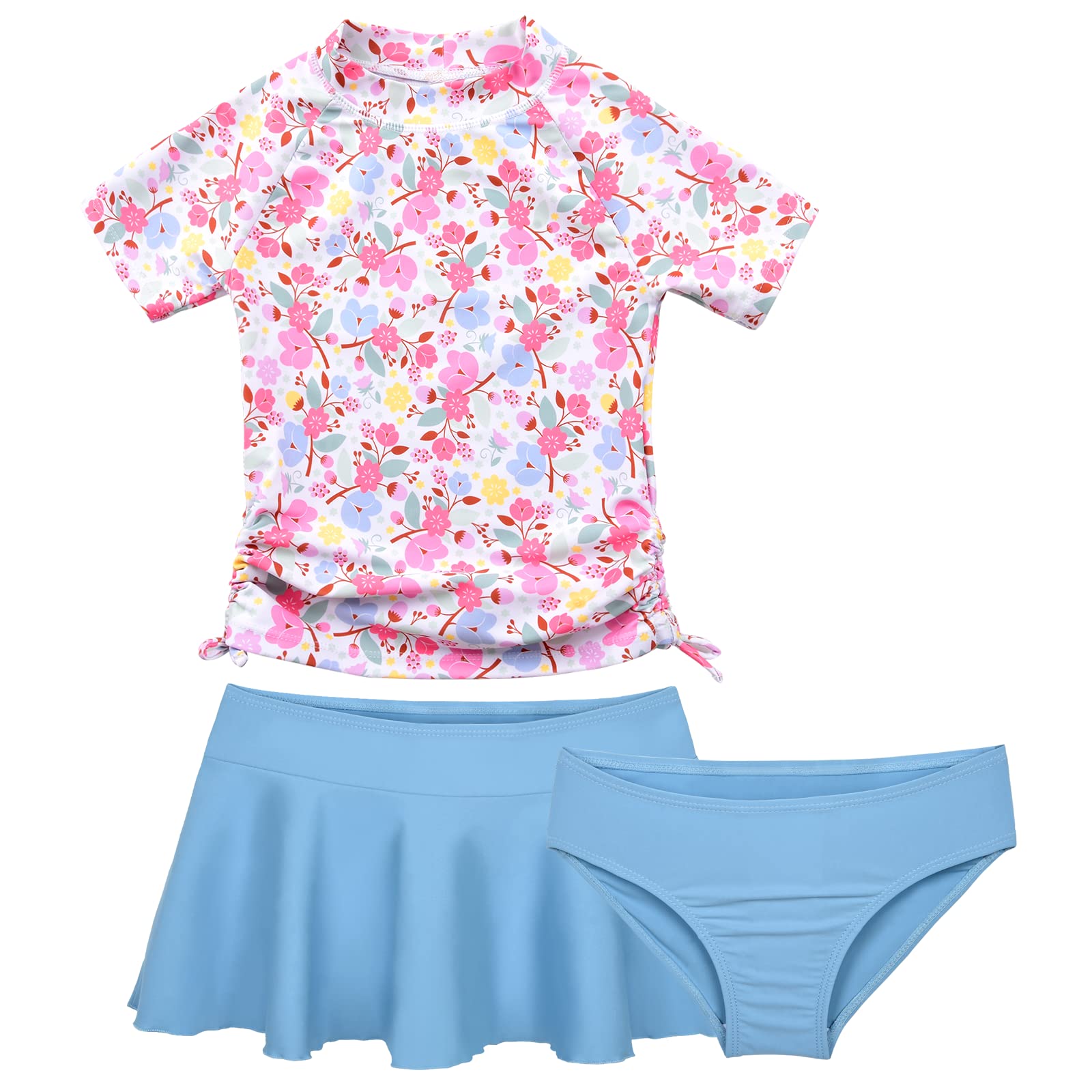 Cadocado Big Girls 3 Pieces Pool Party Swimwear Swimsuit Rash Guard UPF ...