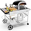 BBQMall Pizza Oven Cart Table for Ooni, with Pizza Topping Station ...
