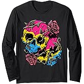 Amazon.com: Pansexual Pride Pan Flag Skull Roses Subtle LGBTQ T-Shirt ...