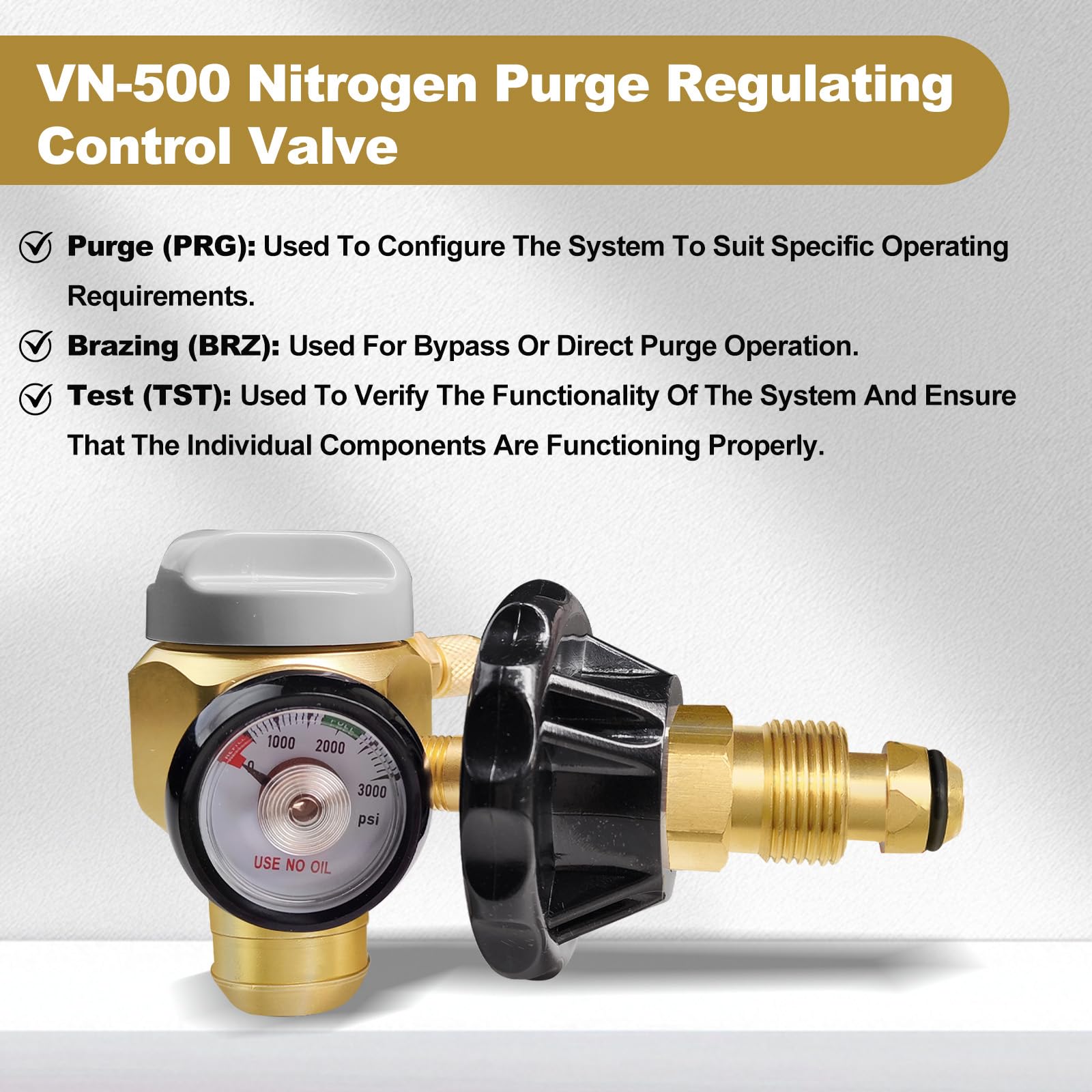 VN-500 Nitrogen Purging Regulator Control Valve Flow Meter With 500 PSI ...