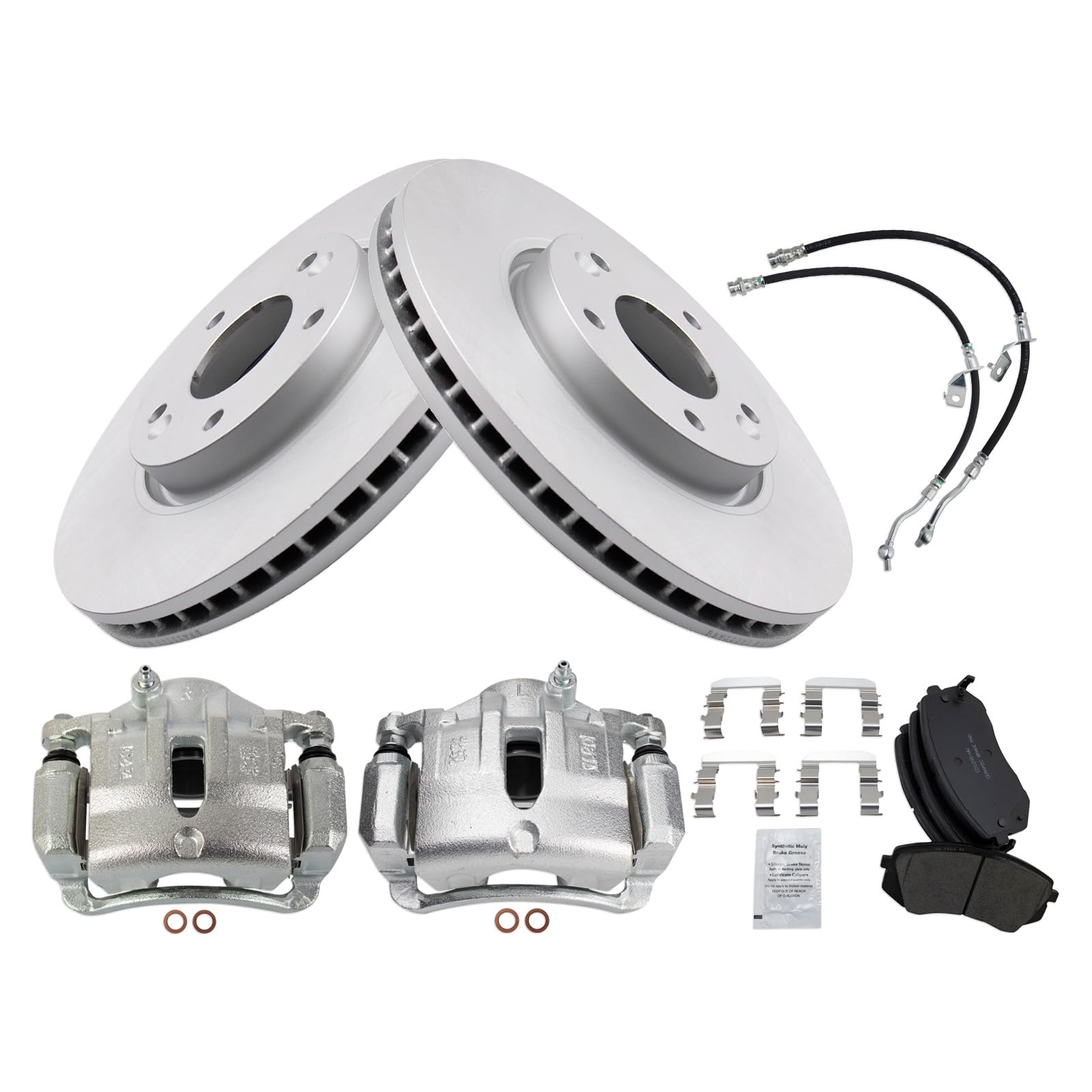 TRQ Front Brake Pad & Rotor Kit Premium G-Coated Ceramic Compatible ...