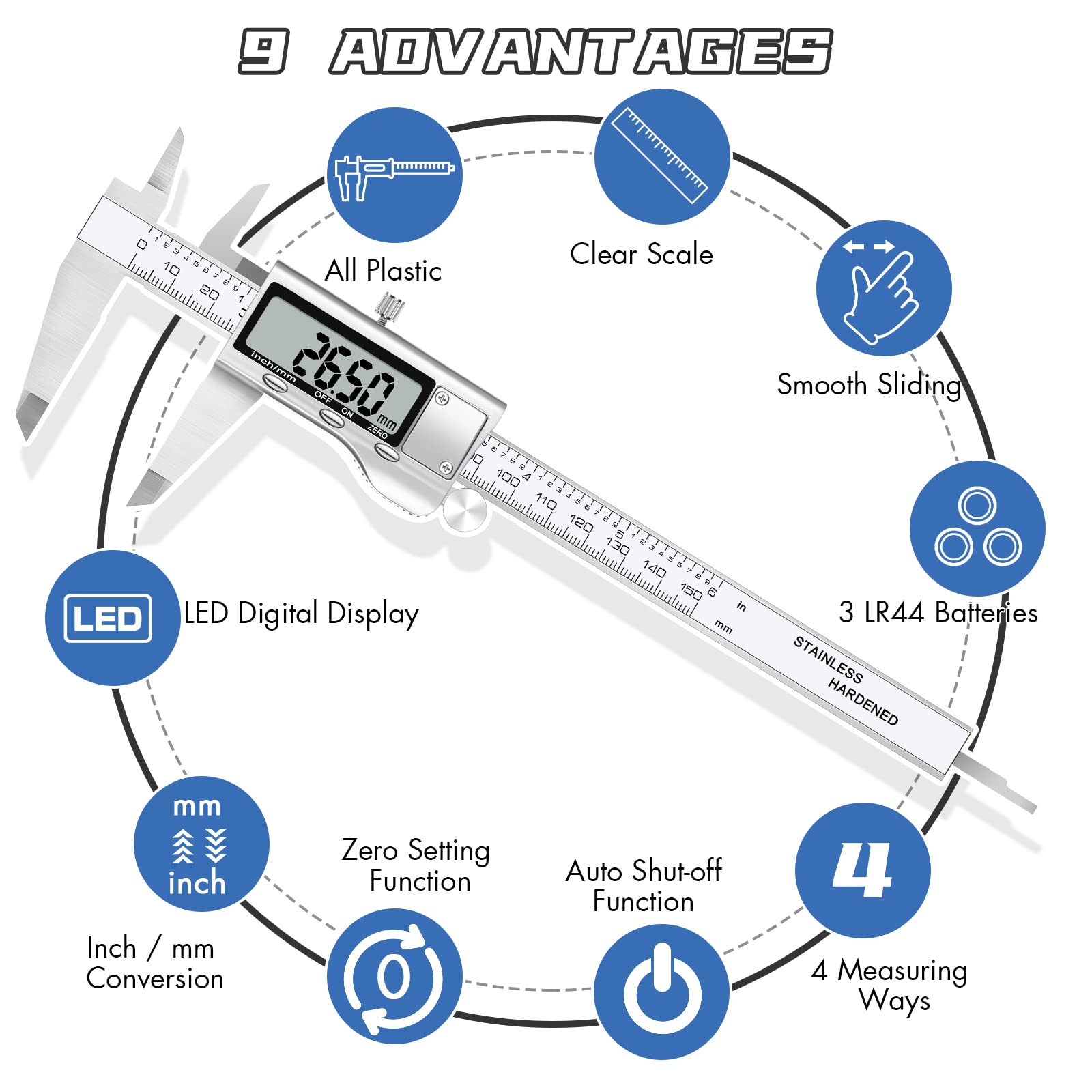 Mua EZT 150mm Digital Calipers, Full Stainless Steel Electronic 6 Inch ...
