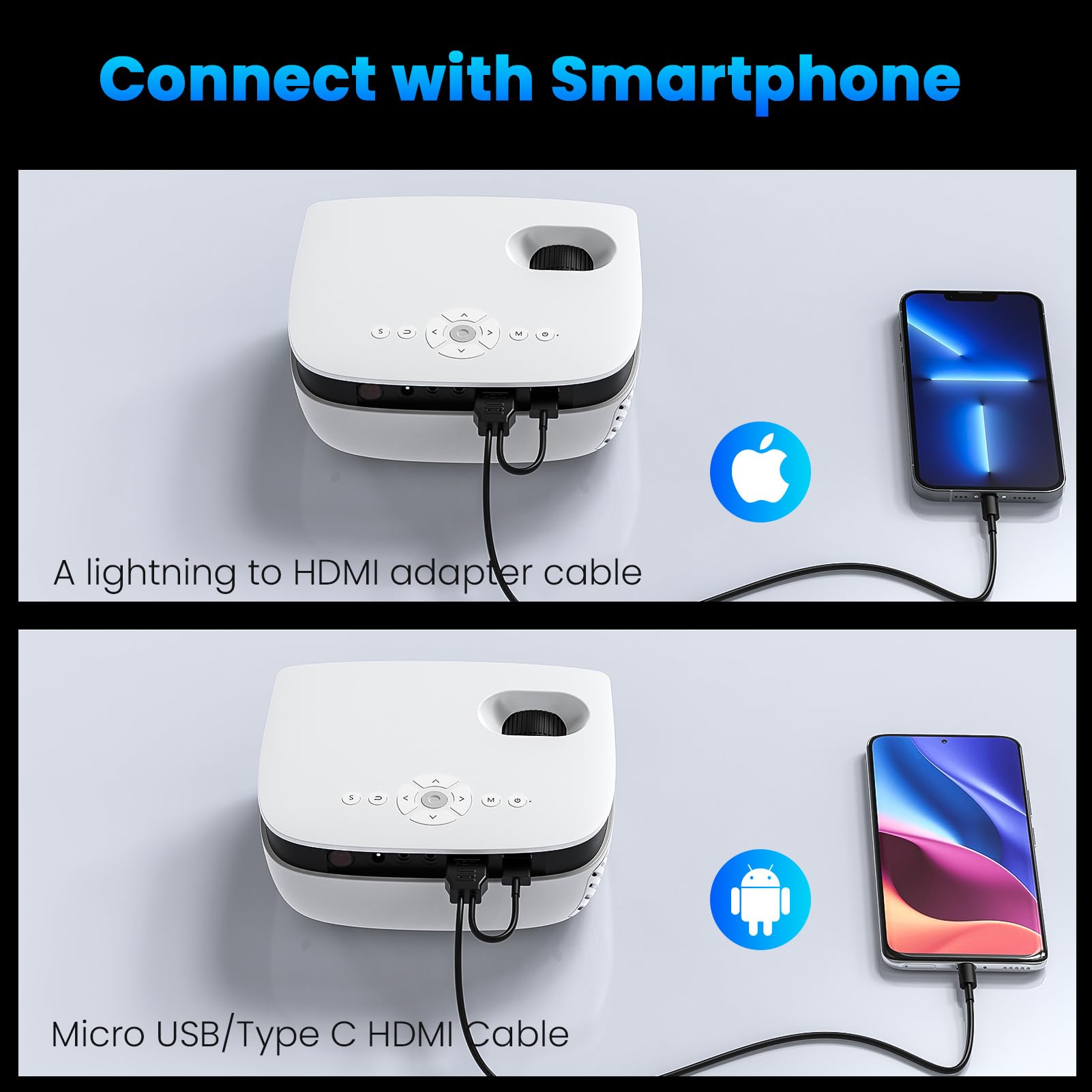 Outdoor Projector, Mini Projector for Home Theater, 1080P and 240 ...