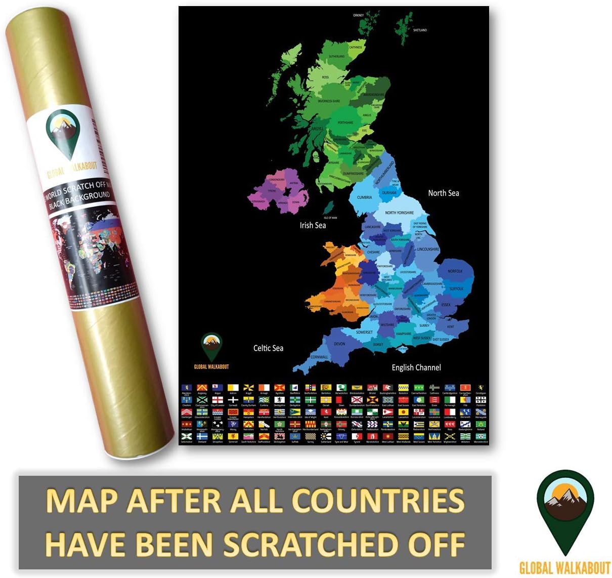 Global Walkabout Scratch Off World and UK Map with colours background ...