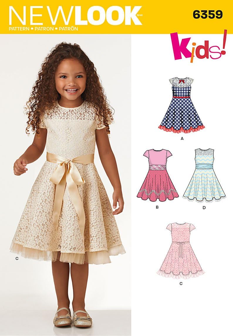 New Look 6359 Size A Child's Dresses with Lace and Trim Details Sewing ...