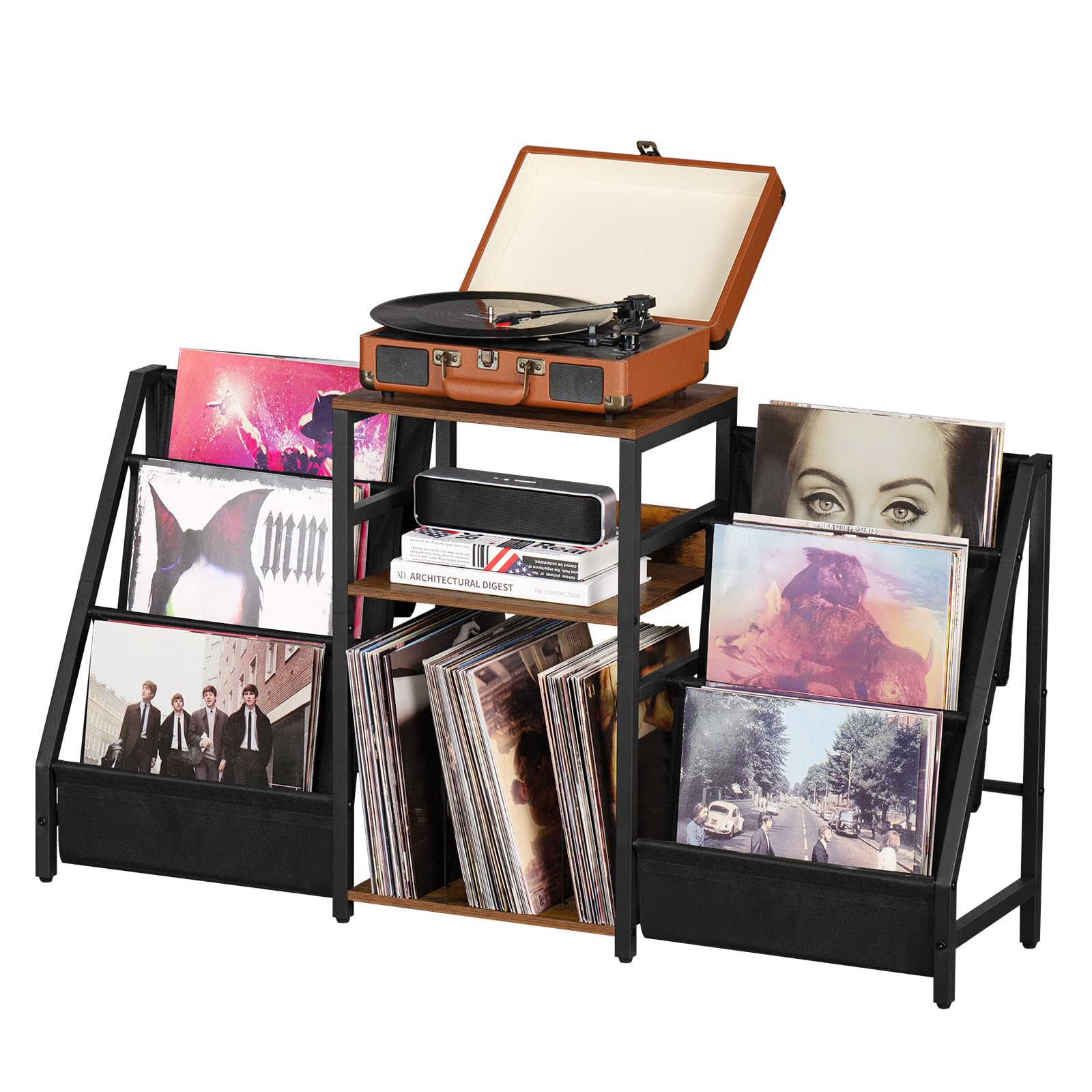 LELELINKY Record Player Stand with Vinyl Storage, 3 Tier Turntable ...