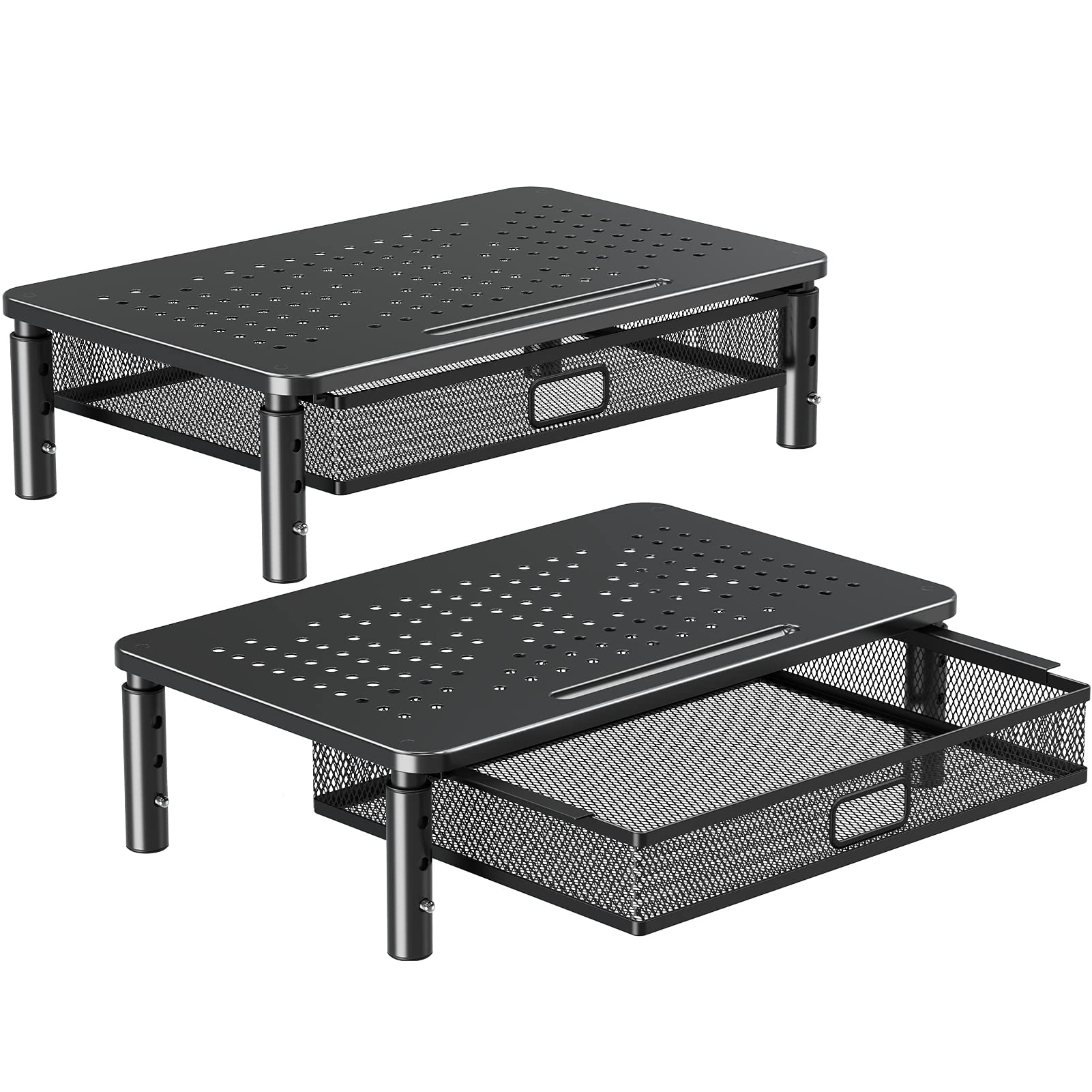 ELIVED 2 Pack Monitor Stand Riser with Drawer, 3 Height Adjustable with ...