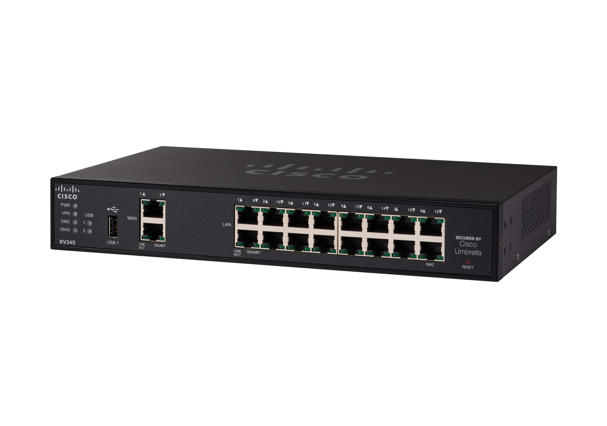 Cisco RV345 VPN Router With 16 Gigabit Ethernet (GbE) Ports Plus Dual ...