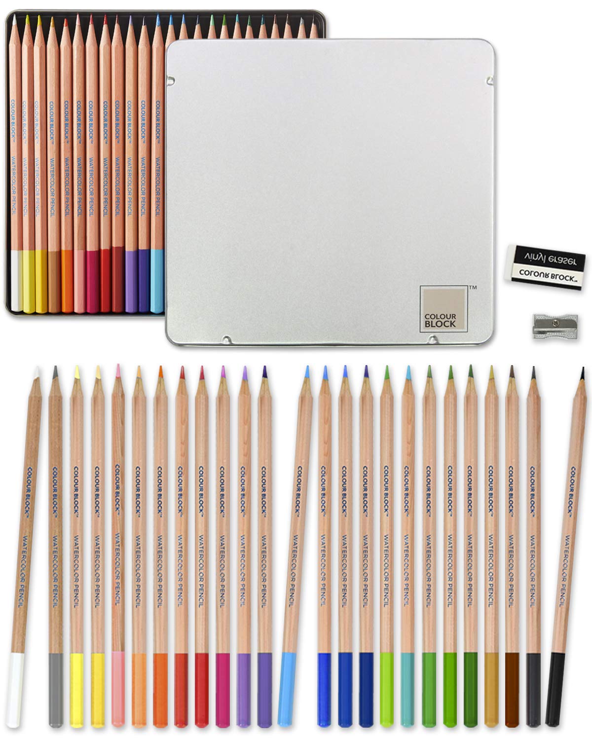 Mua COLOUR BLOCK 24PC Premium Cedar Wood Watercolor Pencil Set with I ...