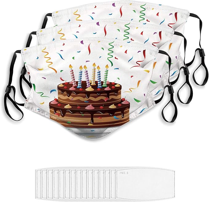 3PCS Face Mask Birthday Cake Multifunctional Masks for Adult: Amazon.ca ...