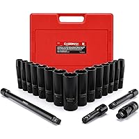 CASOMAN 3/8" Drive Impact Socket Set, 48 Piece Standard SAE and Metric ...