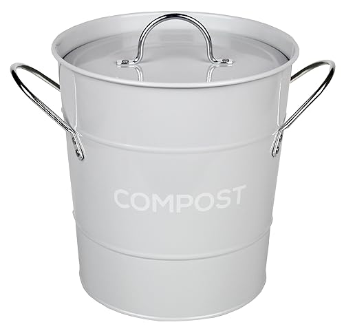 Metal Kitchen Compost Caddy (Charcoal Grey colour) & Composting guide ...