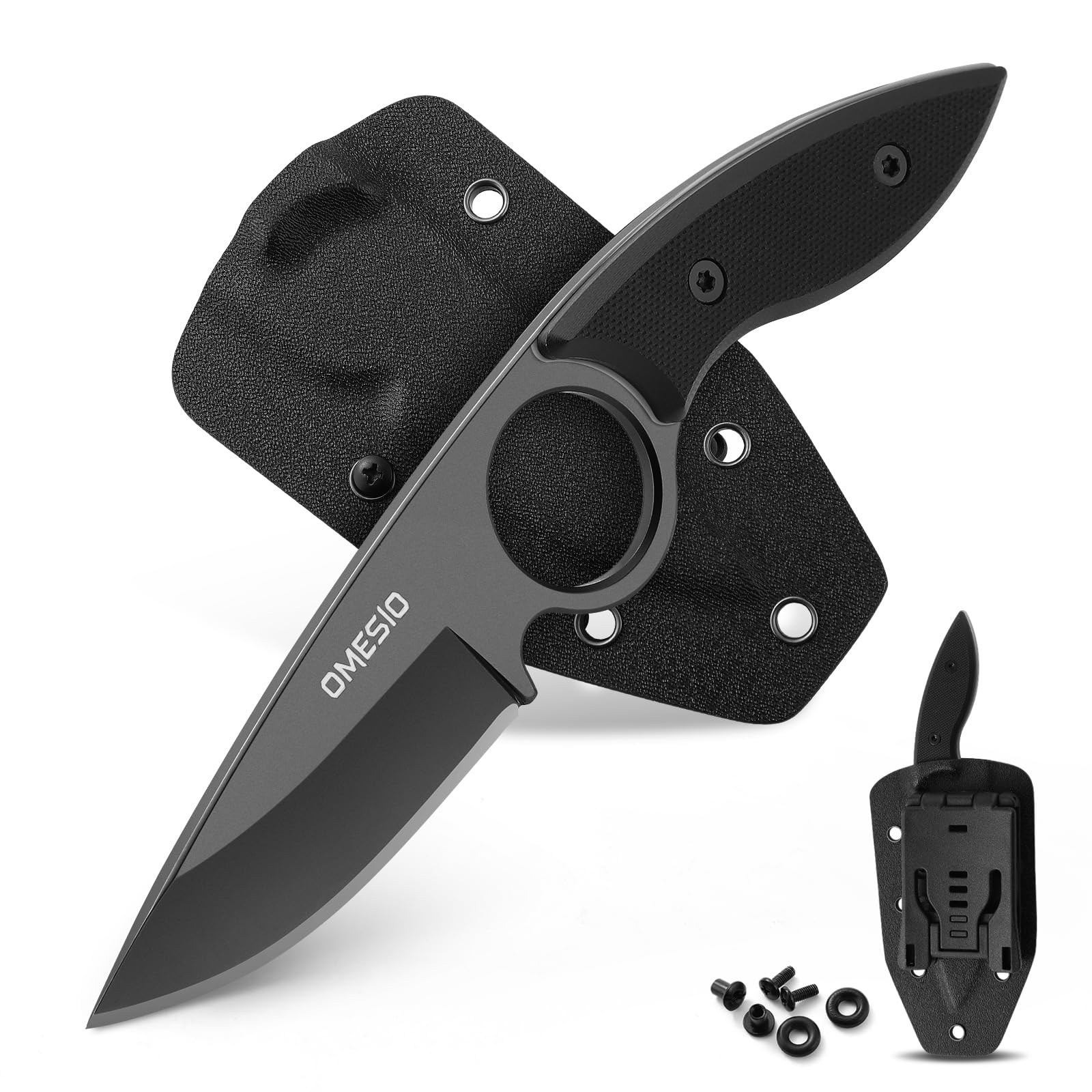 Omesio Small Fixed Blade Knife, Tactical Hunting Camping Knife with ...