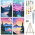 Amazon.com: 4 Pack Paint by Number Kit for Adults Framed Canvas, DIY Adult Paint by Number Kits ...