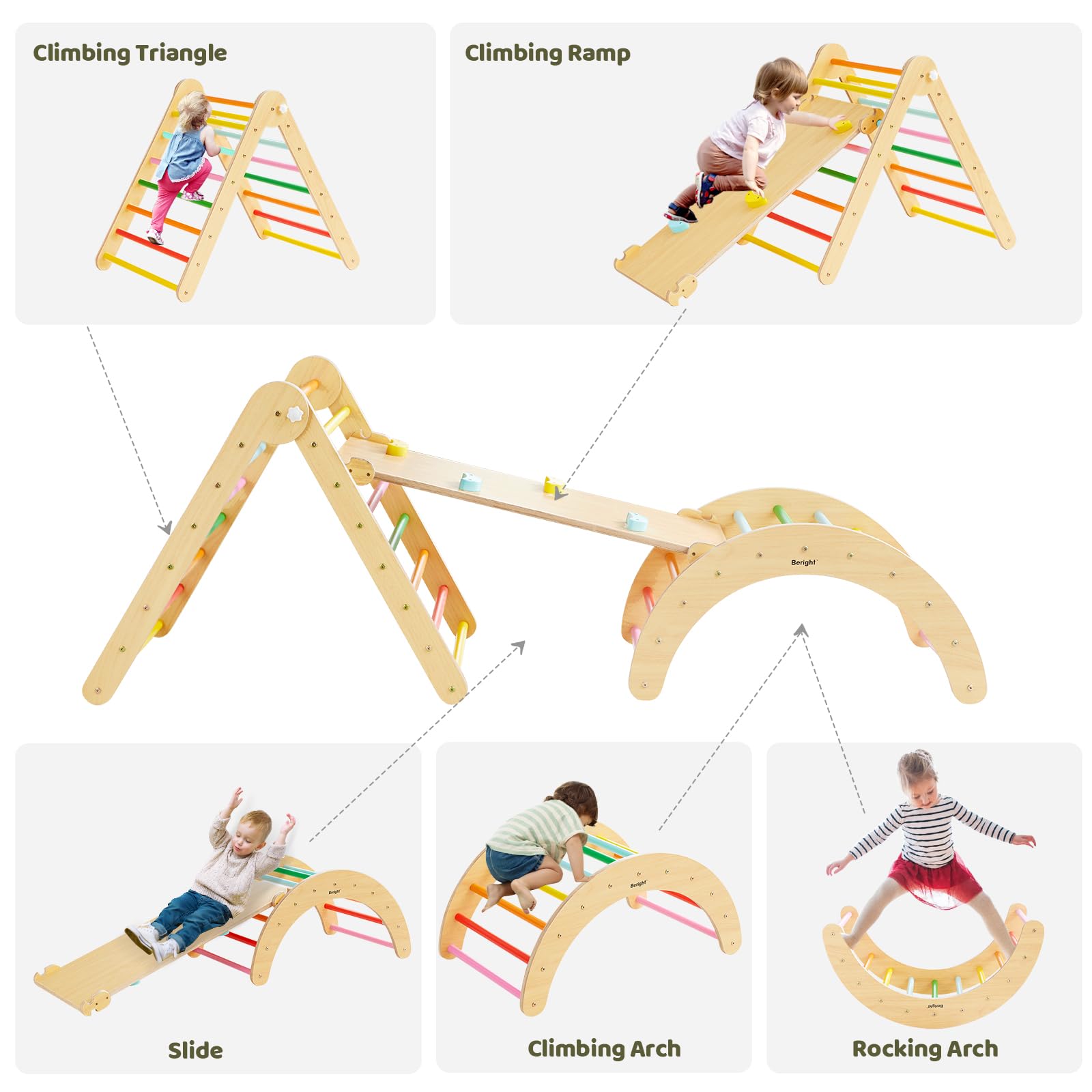 Mua Beright 5 In1 Pikler Triangle Gym, Foldable Climbing Triangle ...