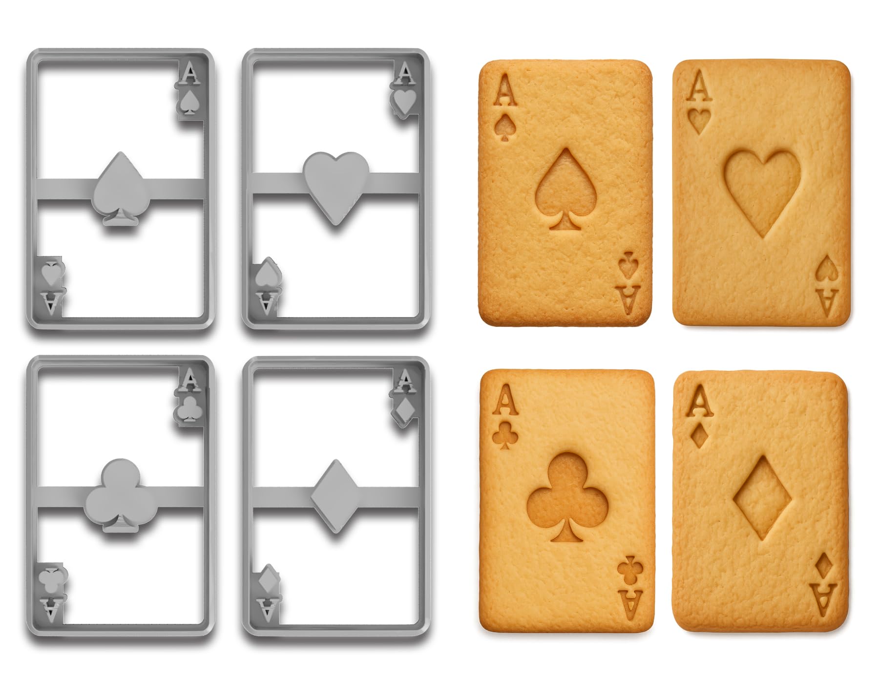 Poker Card Cookie Cutter Set – 4-Piece Ace Suits (Heart, Spade, Diamond ...