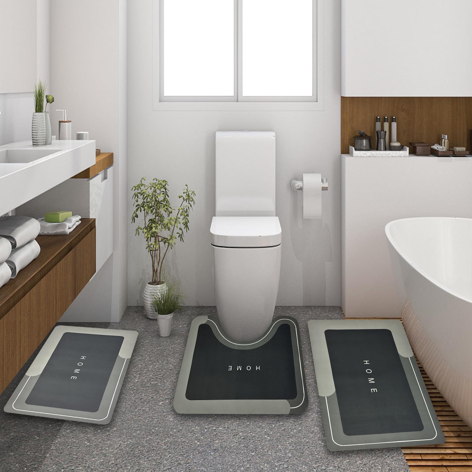 UGRASEA Modernized Magic Mat Bathroom, Bathroom Rugs Sets 3 Piece, Non ...